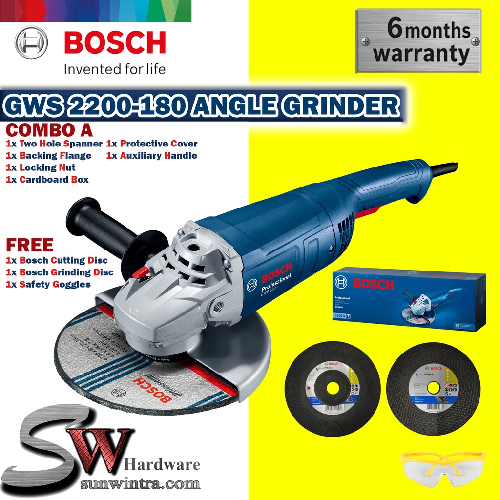 Bosch GWS2200-180H 7" Angle Grinder Professional GWS 2200-180H F.O.C ...