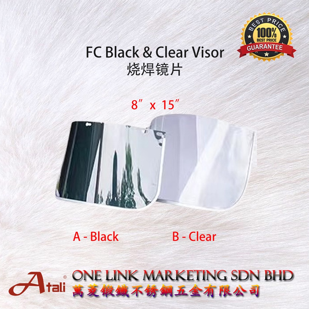 FC48 BLACK & CLEAR VISOR WELDING FACE SHIELD CLEAR 烧焊镜片 8"x15" L080-3 ...