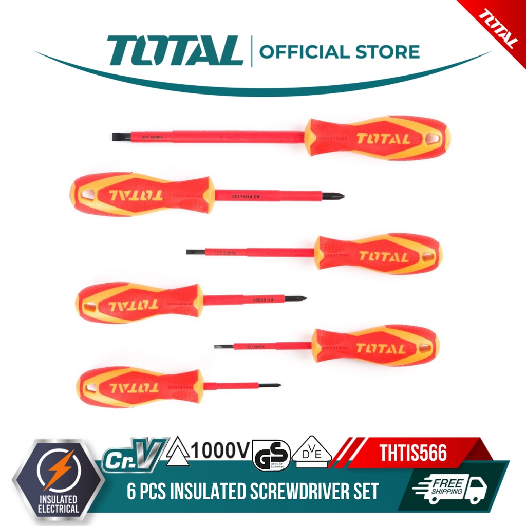 Total Insulated Screwdriver Set (6 Pcs) THTIS566 | Shopee Malaysia