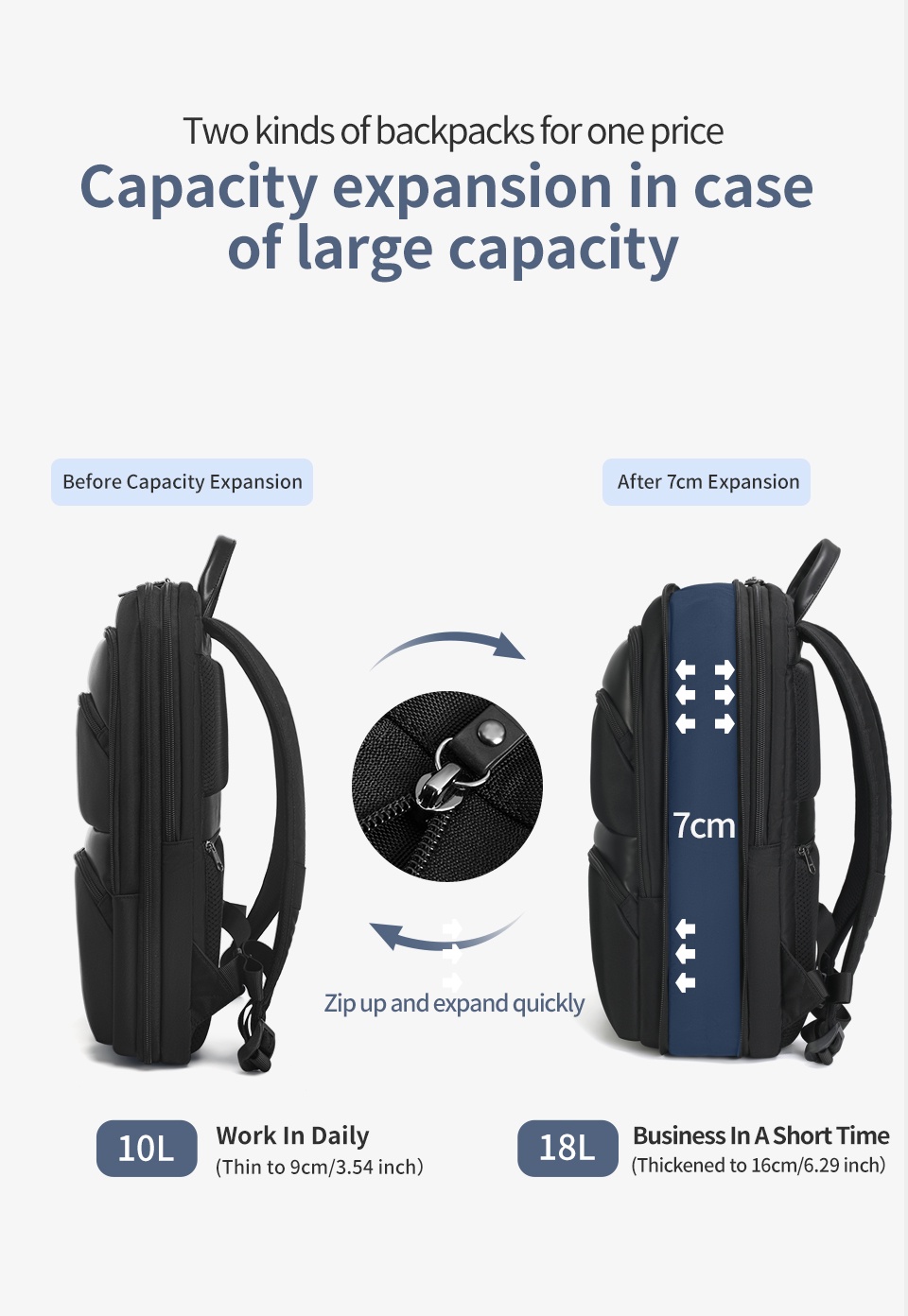 Tigernu 9121 Expandable Lightweight Backpack Large Capacity Business ...