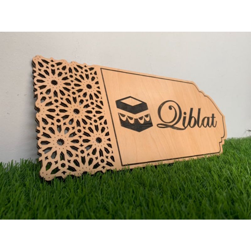 Qiblat sign/papan tanda kiblat/ukira kayu kiblat/decoration bilik solat ...