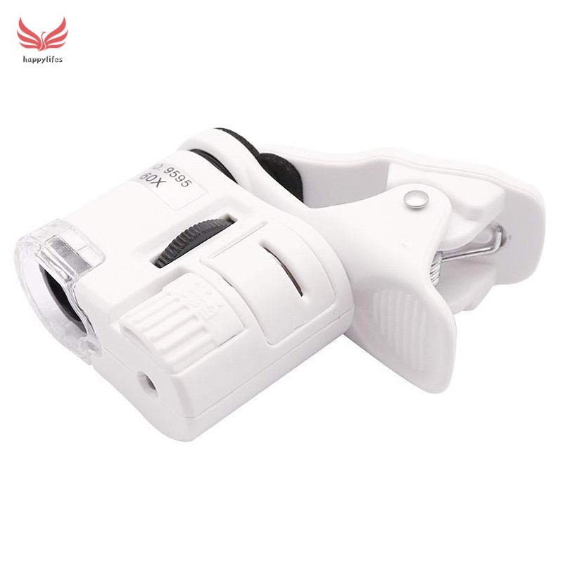 60X Portable Clip Magnifier Loupe UV Microscope Universal Mobile Phone ...