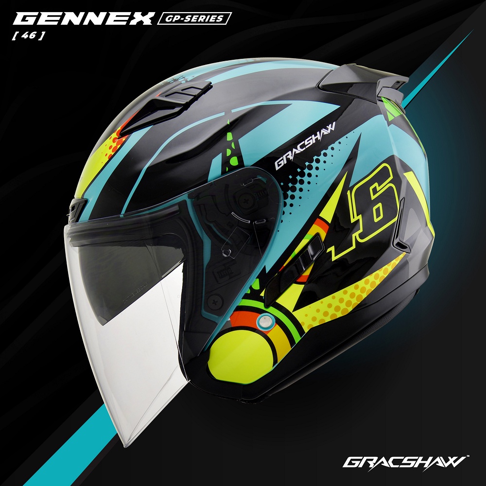 GRACSHAW GENNEX G535 MOTOR GP SERIES 46 ROSSI DOUBLE VISOR HELMET ...