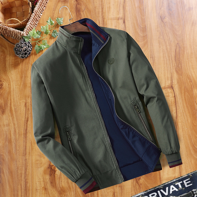 Men's Double-sided Casual Jacket Spring and Autumn Lapel Collar Pure ...