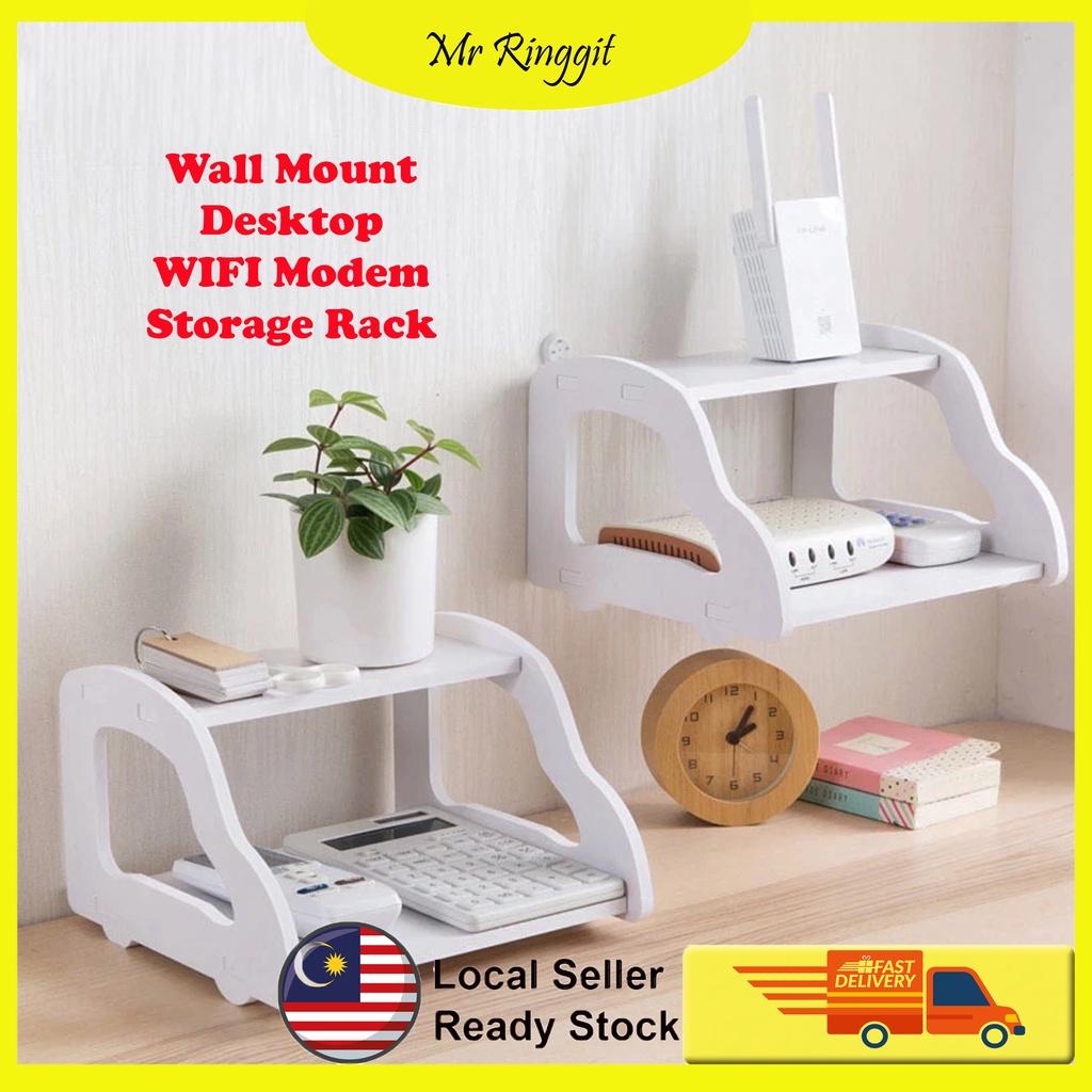 Modem WIFI Holder Rack Wall Mount Organizer Storage Shelves Shelf Rak ...