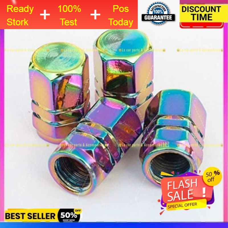 Nut Wheel Sport Rim Cap Rainbow Colour Air Tayar Valve Tire Bullet ...
