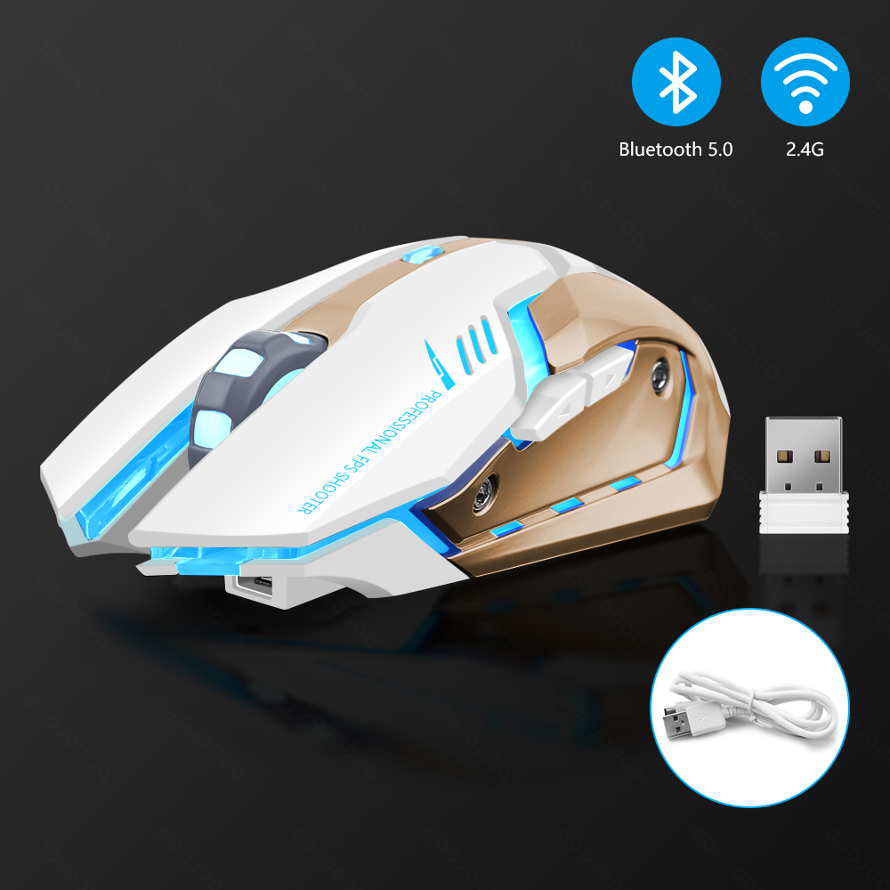 GOOJODOQ Gaming Mouse Rechargeable Wireless Mouse Silent 1600 DPI ...