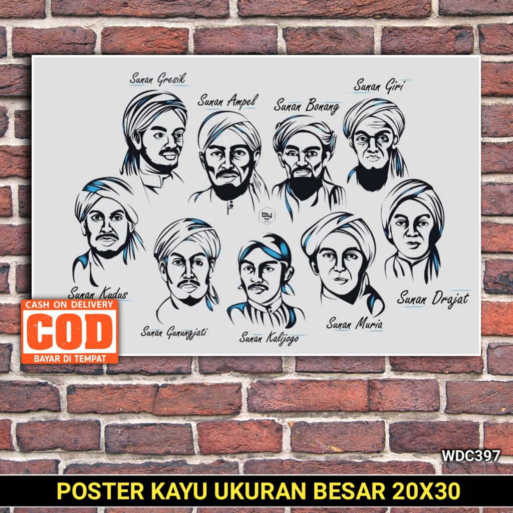Photo Poster + Frame, Wali Songo 9 Wali, LARGE Size 30x45 | Shopee Malaysia
