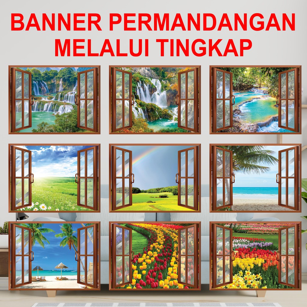 BANNER PERMANDANGAN MELALUI TINGKAT | WINDOW VIEW PATTERN WALL BANNER ...