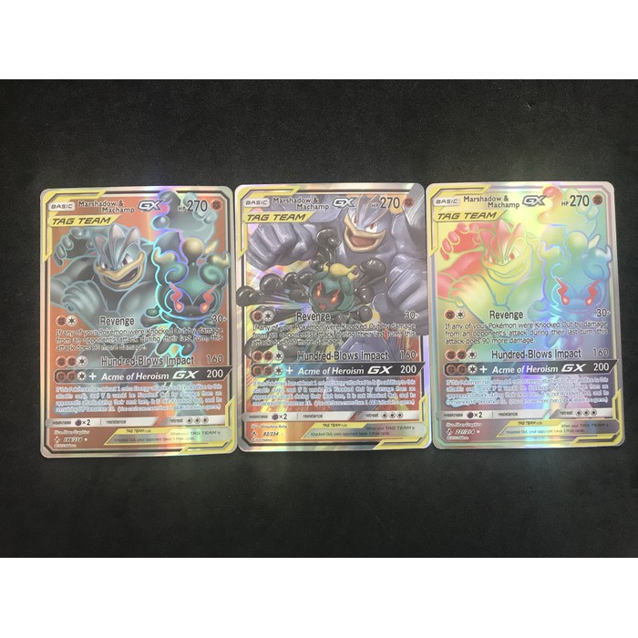 Pokemon TCG Sun&Moon Tag Team Marshadow & Machamp GX Cards (3 cards ...