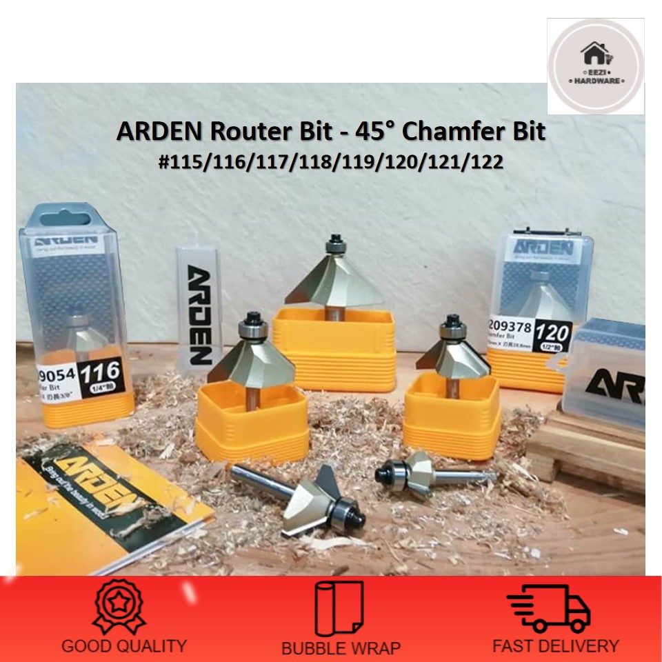 ARDEN Router Bit - 45° Chamfer Bit ( #115 / #116 / #117 / #118 / #119 ...