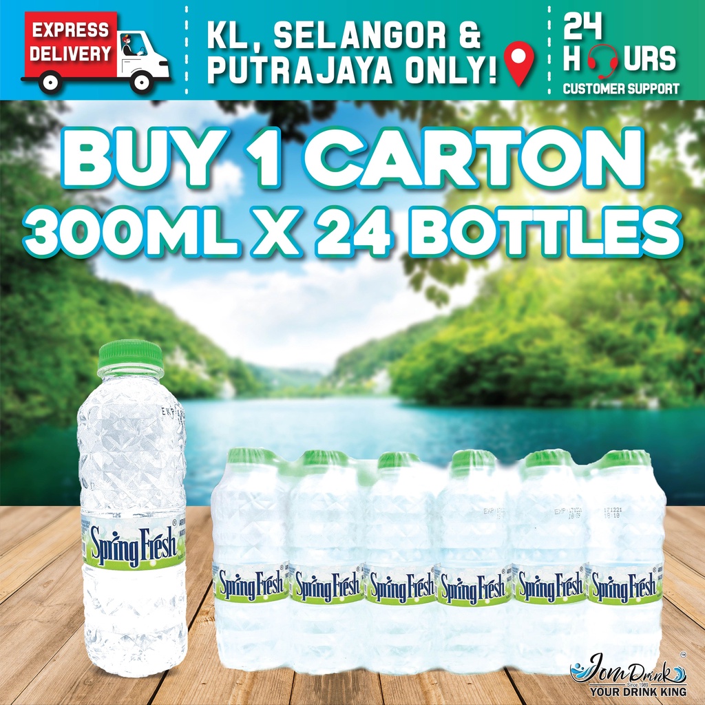 BUNDLE OF 1 CARTON : SPRING FRESH MINERAL WATER 300ML x 24 BOTTLES ...
