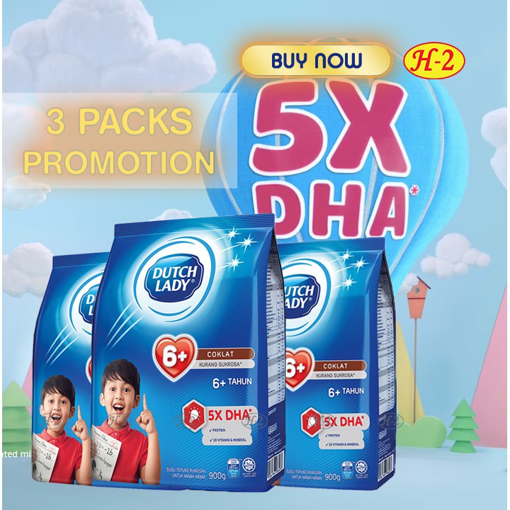 Dutch Lady 6+ Milk Formula - Original / Chocolate (3x 850g) | Shopee ...
