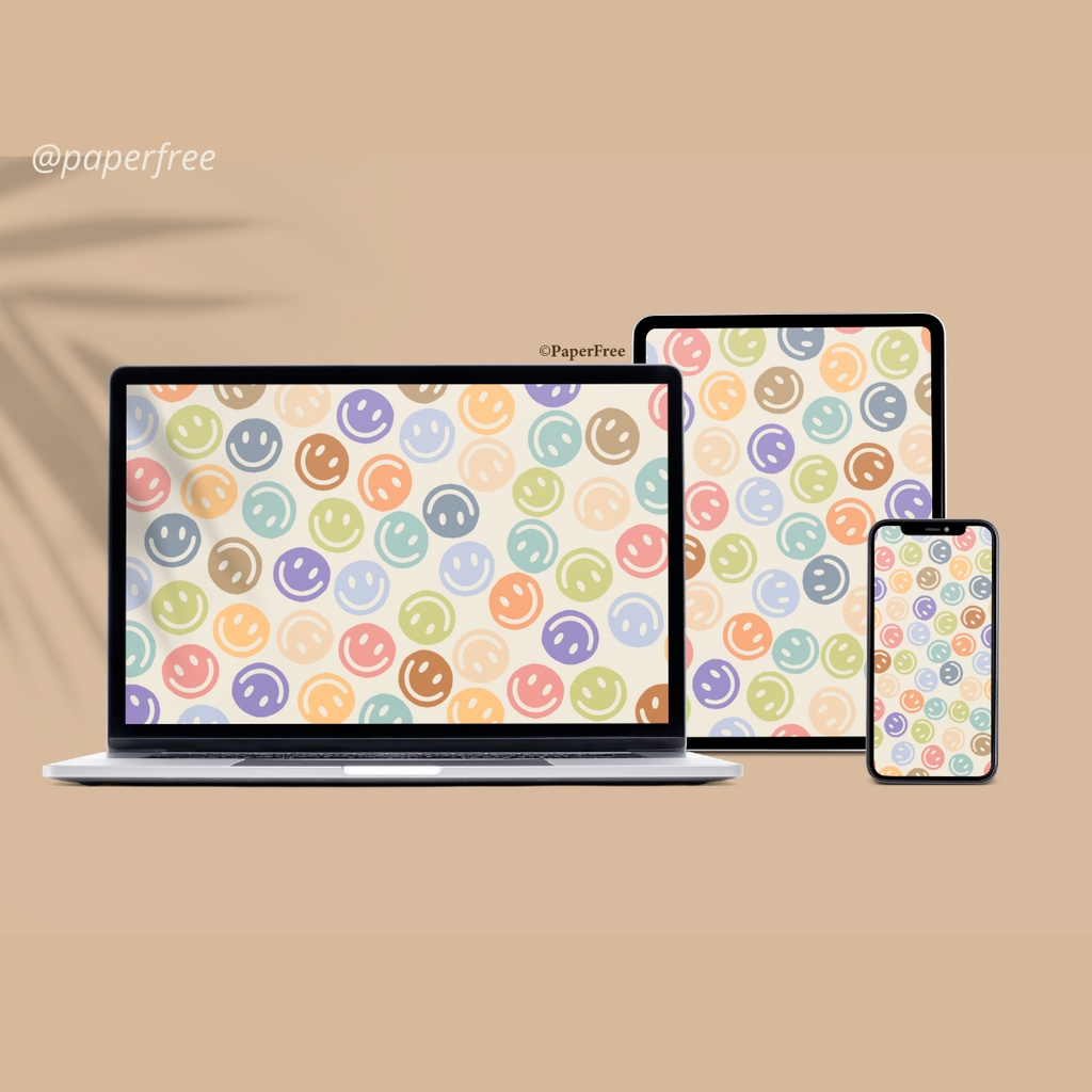 Colourful Smiley Faces Desktop Phone Tablet Ipad Illustrated Wallpaper ...