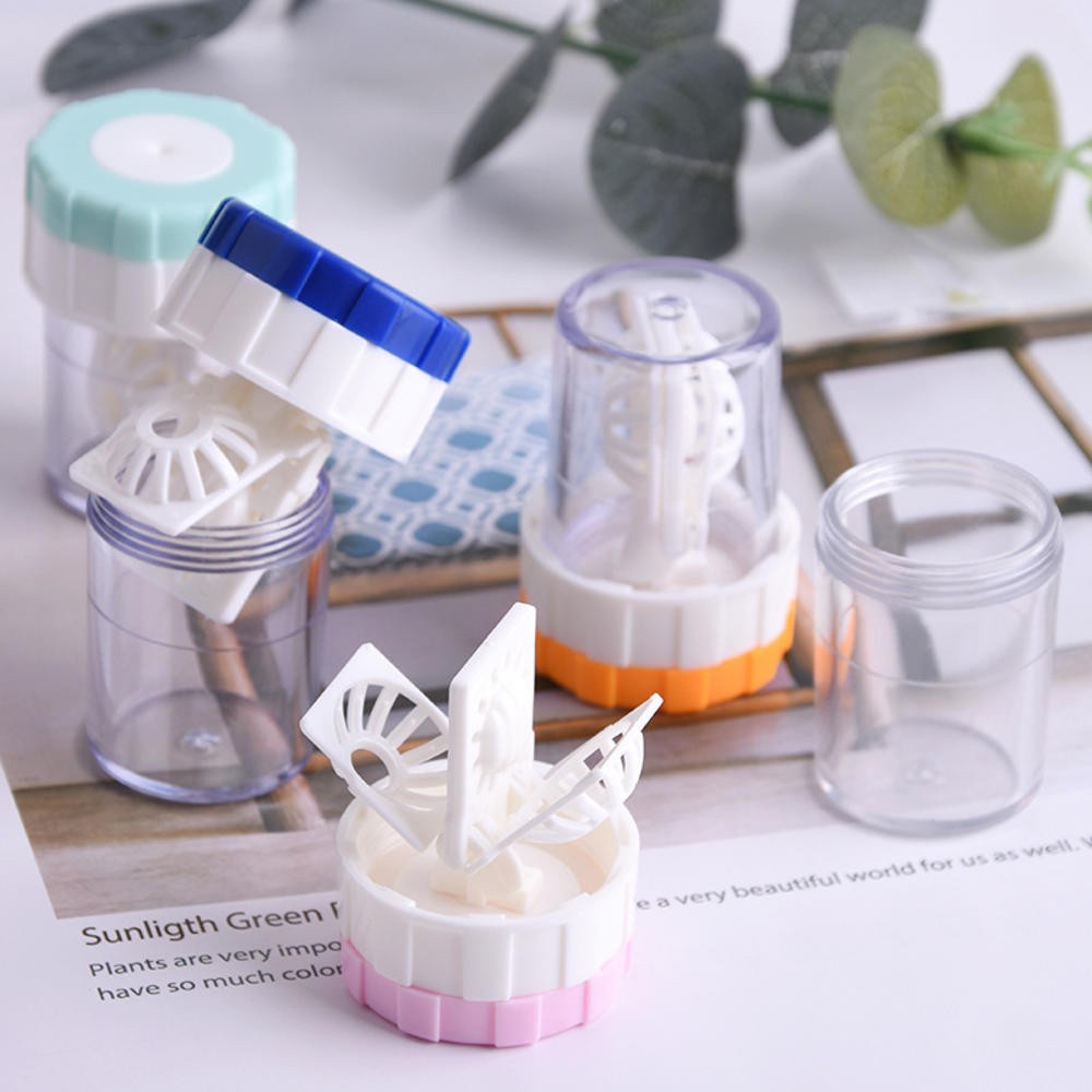 Portable Contact Lens Cleaner Cases Box Manual Rotation Washer Cleaning ...