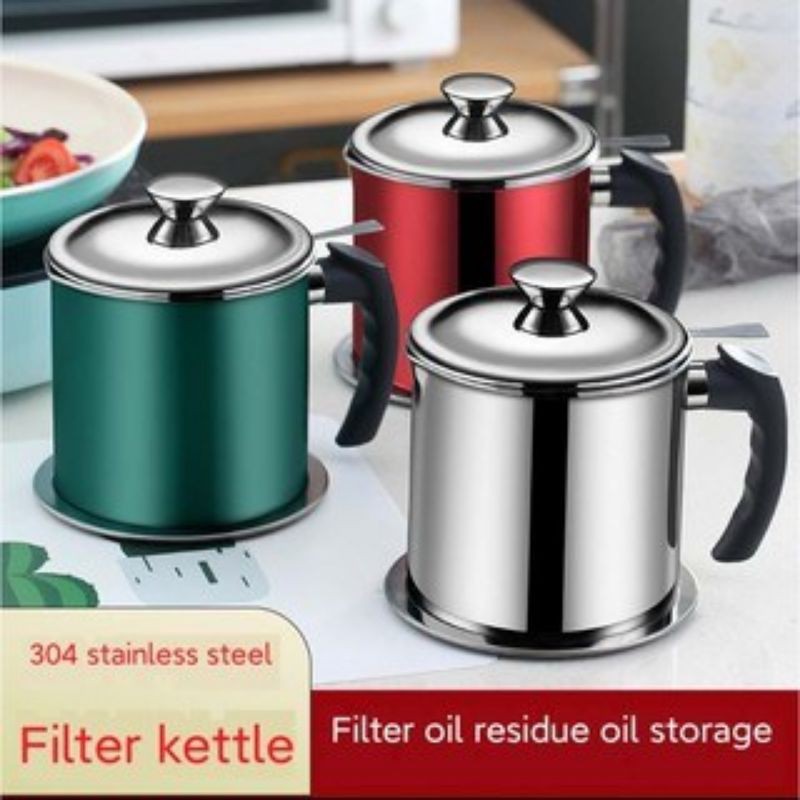 🔥HOT ITEMS 🔥1.3L 304 STAINLESS STEEL OIL POT FILTER/ OIL POT STRAINER STORAGE | Shopee Malaysia