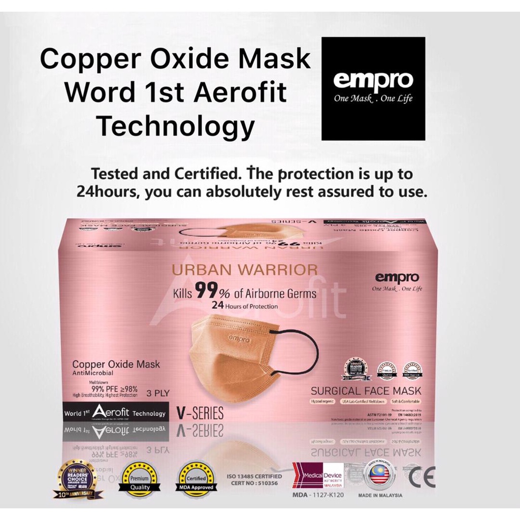 EMPRO Copper Oxide Mask [ Anti-Microbial Surgical Face Mask] V SERIES ...