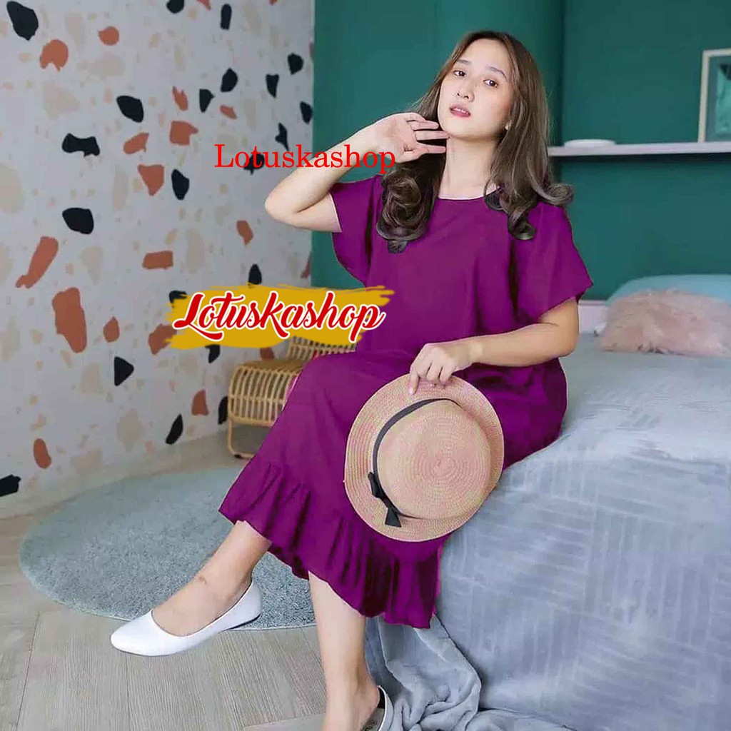 Plain Viral Ruffle Negligee Dress | Shopee Malaysia