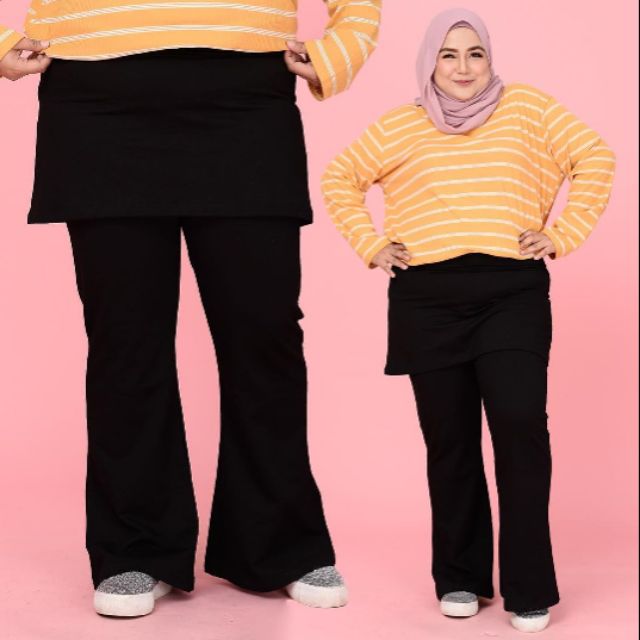 OVERRSIZE [80KG-130KG] Plus Size Zoey Plain Bootcut Woman Muslimah ...