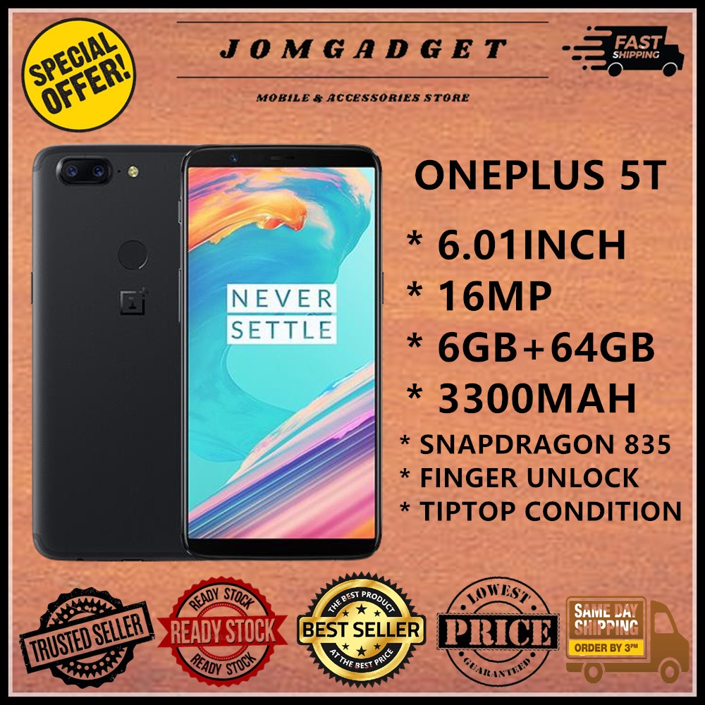 ONEPLUS 5T (6GB RAM+64GB ROM) GAMING SNAPDRAGON 835, 16MP, 6.01' - Used Original FREE Full Set ...