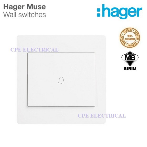 HAGER MUSE WGML111B 16AX 1 gang large dolly Bell Press Switch | Shopee ...