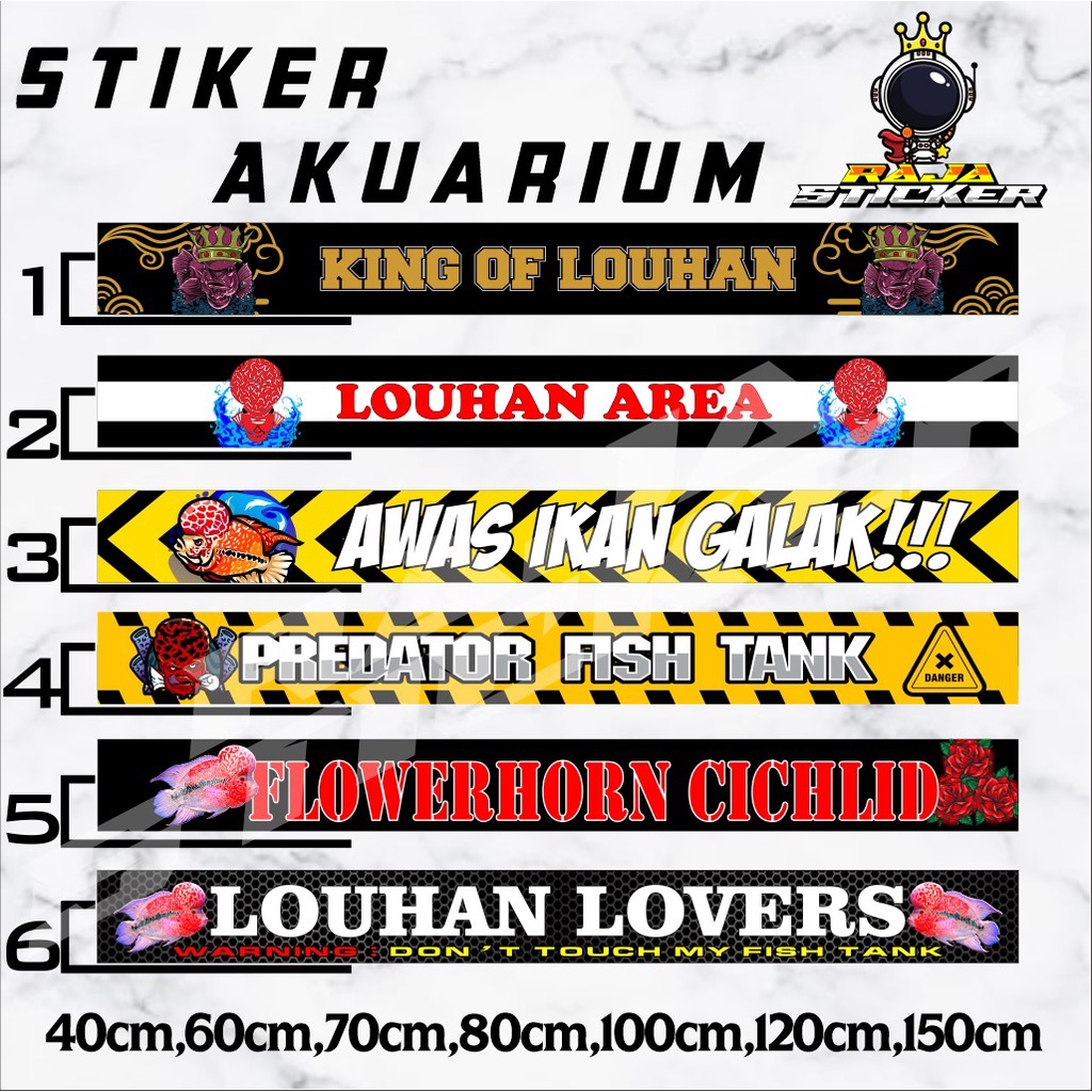 Aquarium STICKER LOUHAN LOHAN FLOWERHORN CICHLID Fierce Fish Predator ...