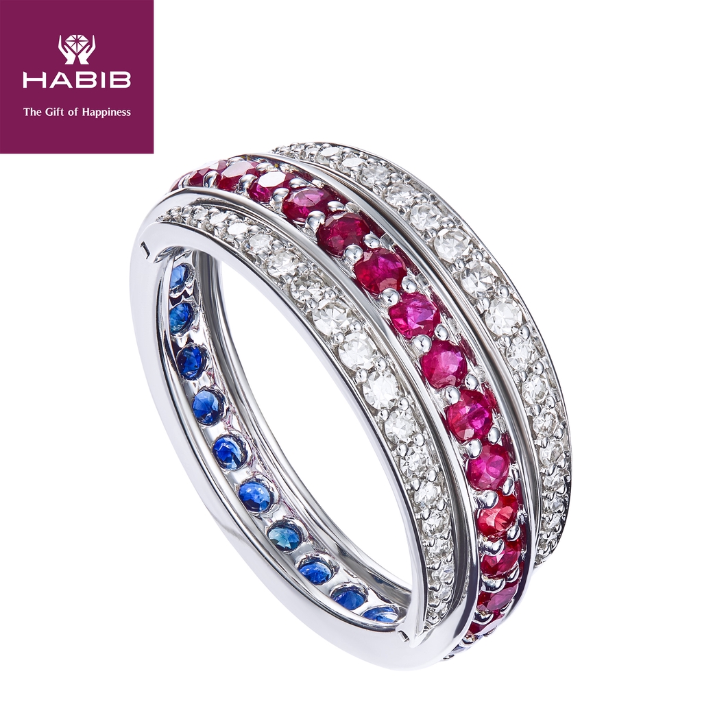HABIB Ruby, Blue Sapphire and Diamond Interchangeable Ring in 375/9K ...