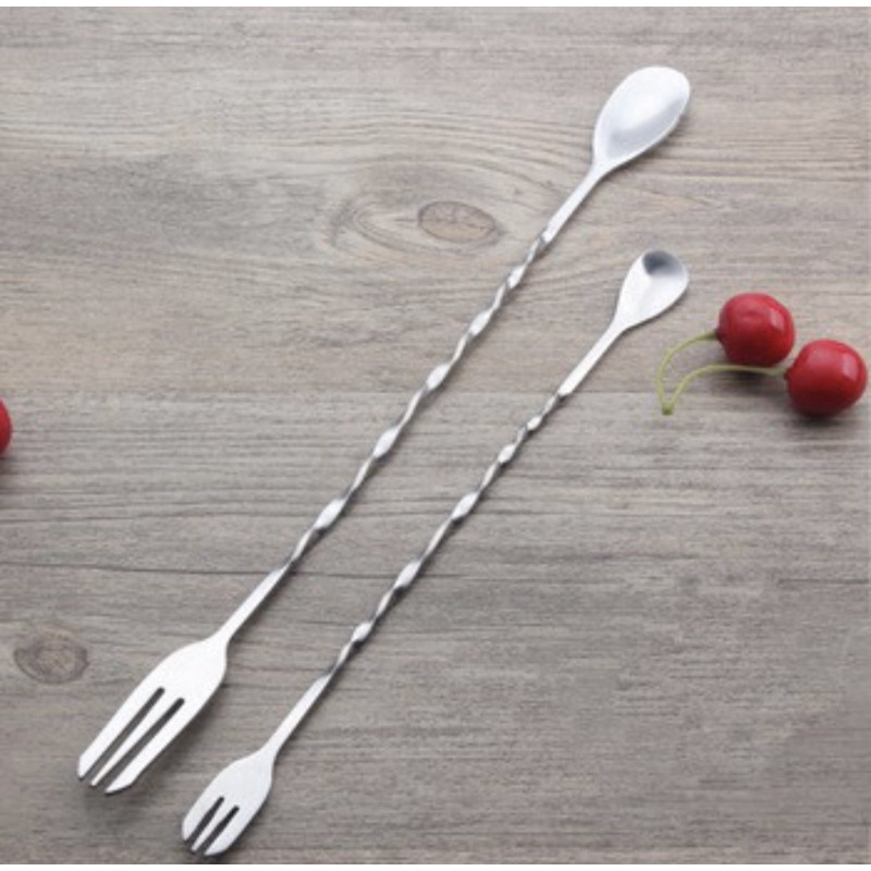 STAINLESS STEEL BAR SPOON WITH FORK (23CM / 30CM) | Shopee Malaysia