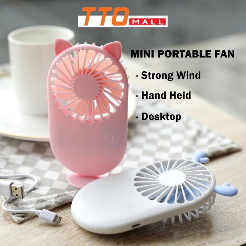 [TTO] Mini Fan Cute Portable Handheld USB Chargeable Desktop Fans 3 ...