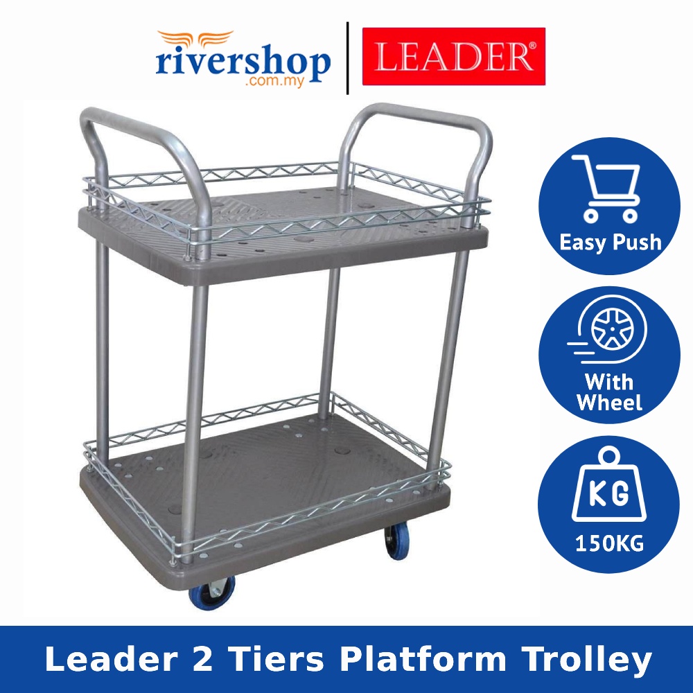 Leader 2 Tiers Platform Trolley with handle PE-2T-1009/150 / Heavy Duty ...