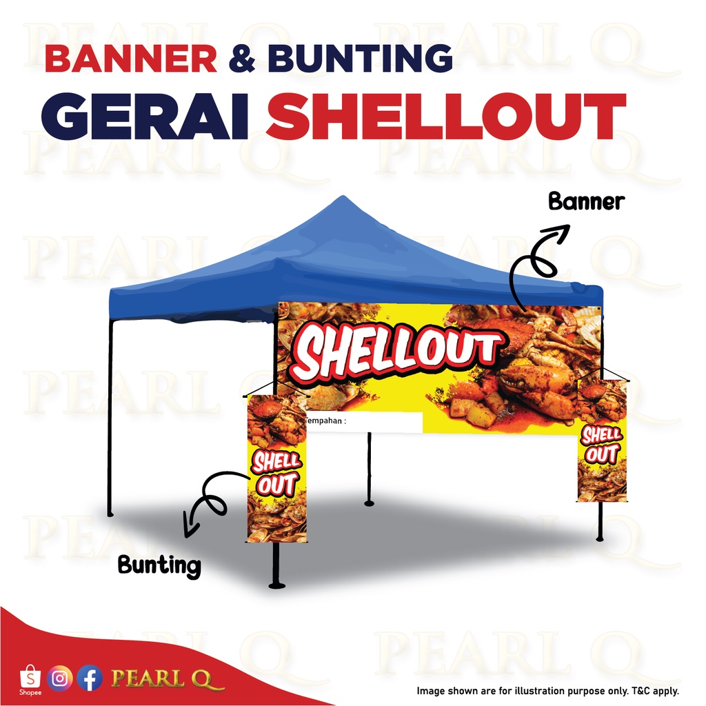 Banner Kedai Makanan Shellout Seafood Bunting Kedai Pasar Malam Shell ...