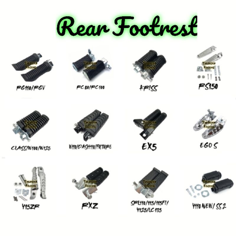 REAR FOOTREST Y110 SS2 Y125 SRL110 SRL115FI LC135 RXZ Y15 RS150 EX5 ...
