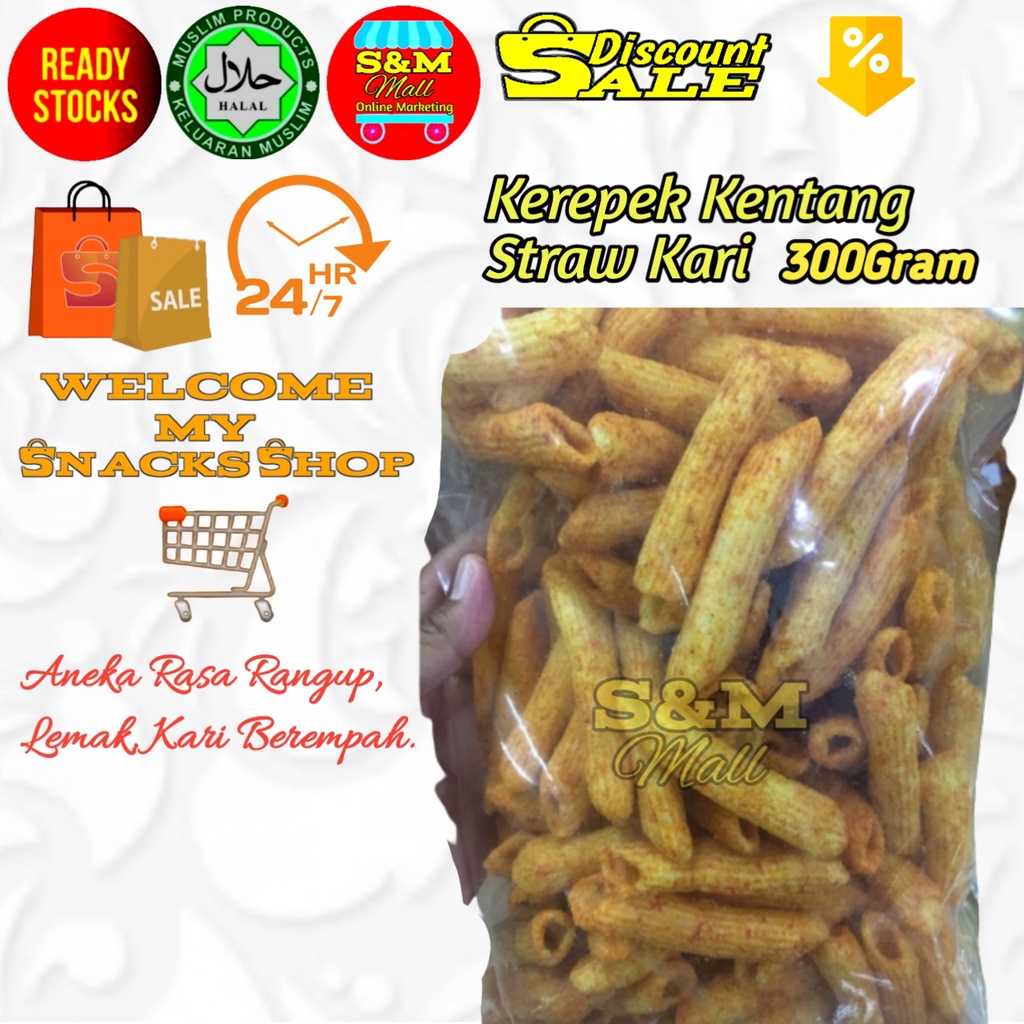 (Ready Stock) Kerepek Kentang Straw Kari/ 150Gram + 300Gram, Groceries ...
