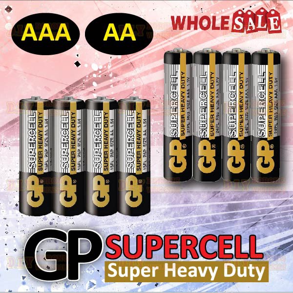 GP Supercell Battery Heavy Duty 1.5V Carbon Zinc AA/AAA/D Batteries ...