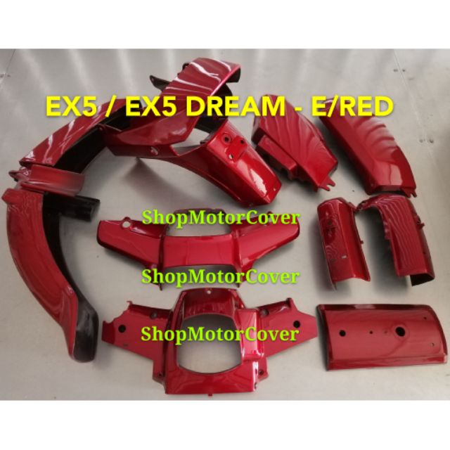 HONDA EX5 / EX5 DREAM BODY COVER SET E RED MERAH MAROON ) ( HLD ) COVERSET HONDA EX5 OLD HIGH ...