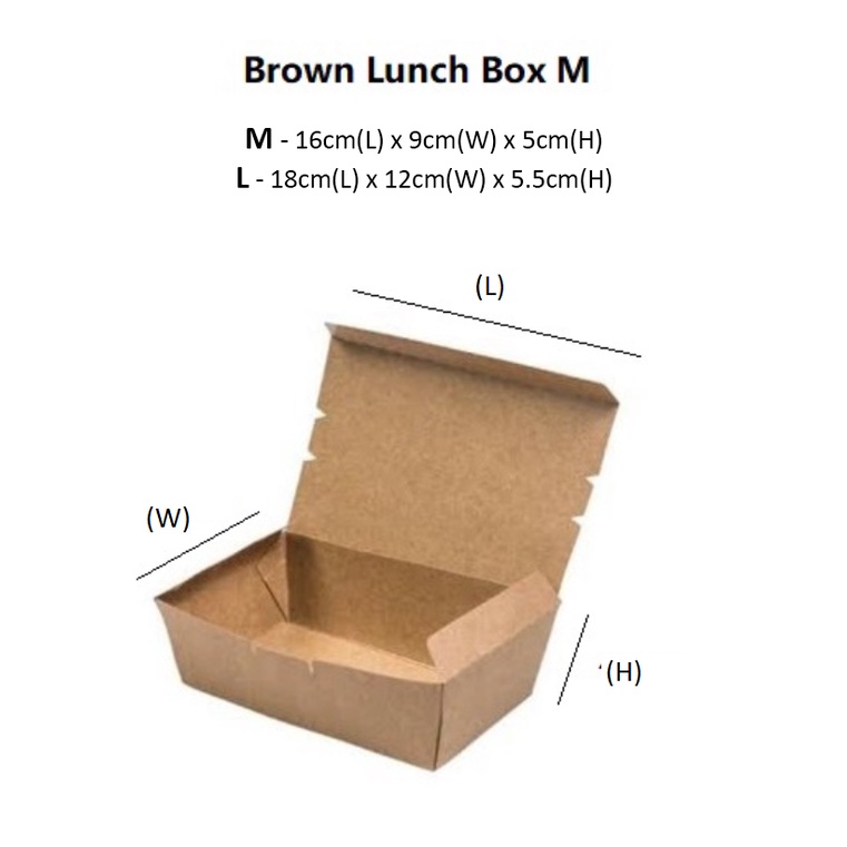 Quality Brown Paper Lunch Box Size M L / Disposable Paper Lunch Box ...