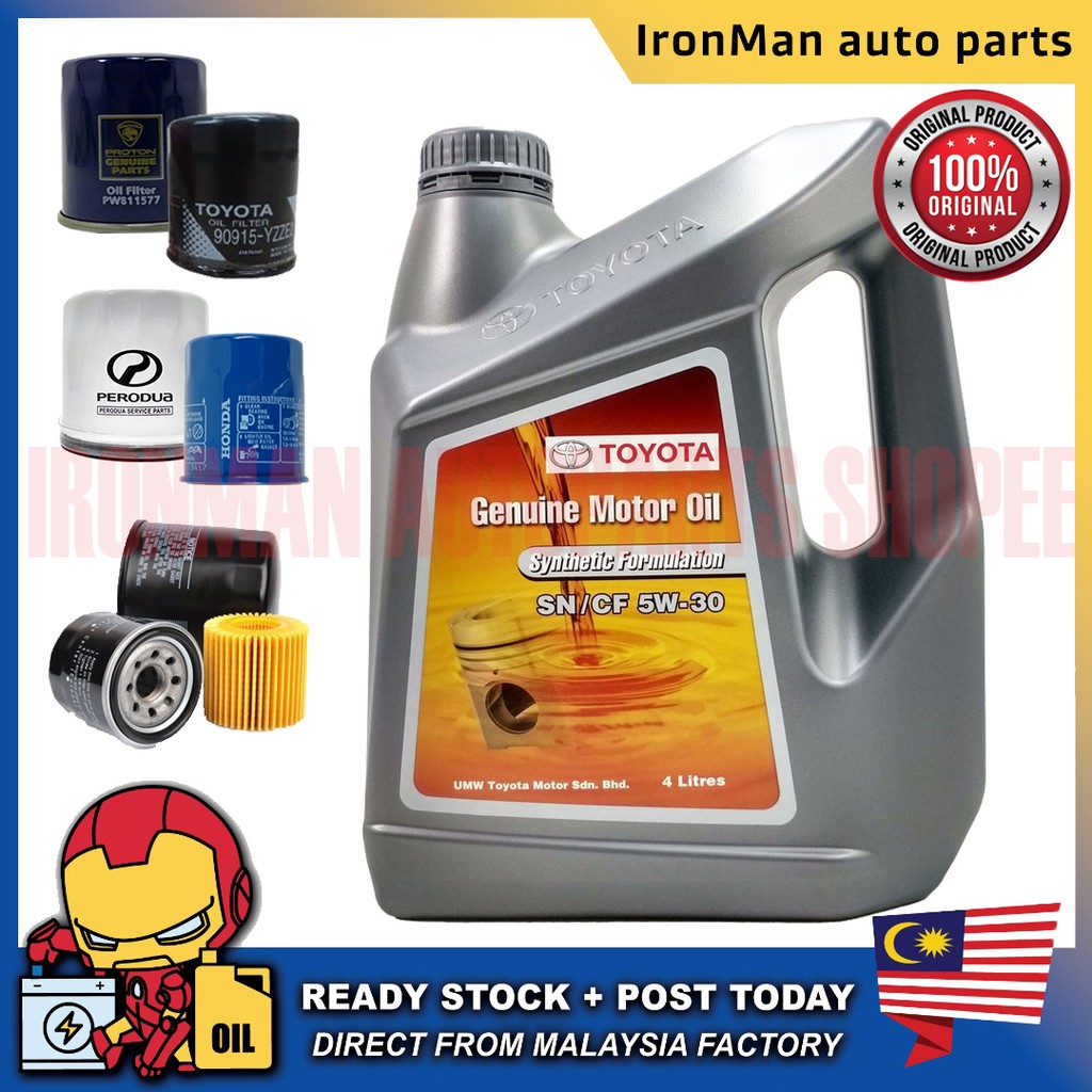 Original Toyota 5W30 SN/CF Semi Synthetic Engine Oil (4L) Vios Camry ...