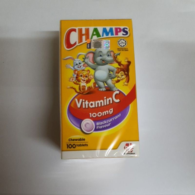 Champs Vitamin C 100mg Chewable Tablets 100s (Blackcurrant Flavour ...