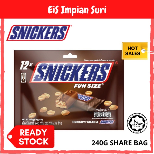 (Ready Stock!!) Snickers Chocolate Fun Size 240g Stand Bag Share Bag ...