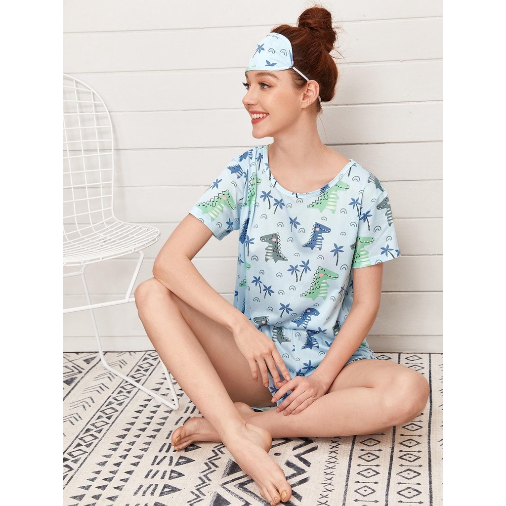 Malaysia Ready Stock Short Sleeve Cute Pijamas Baju Tidur Pendek Wanita ...