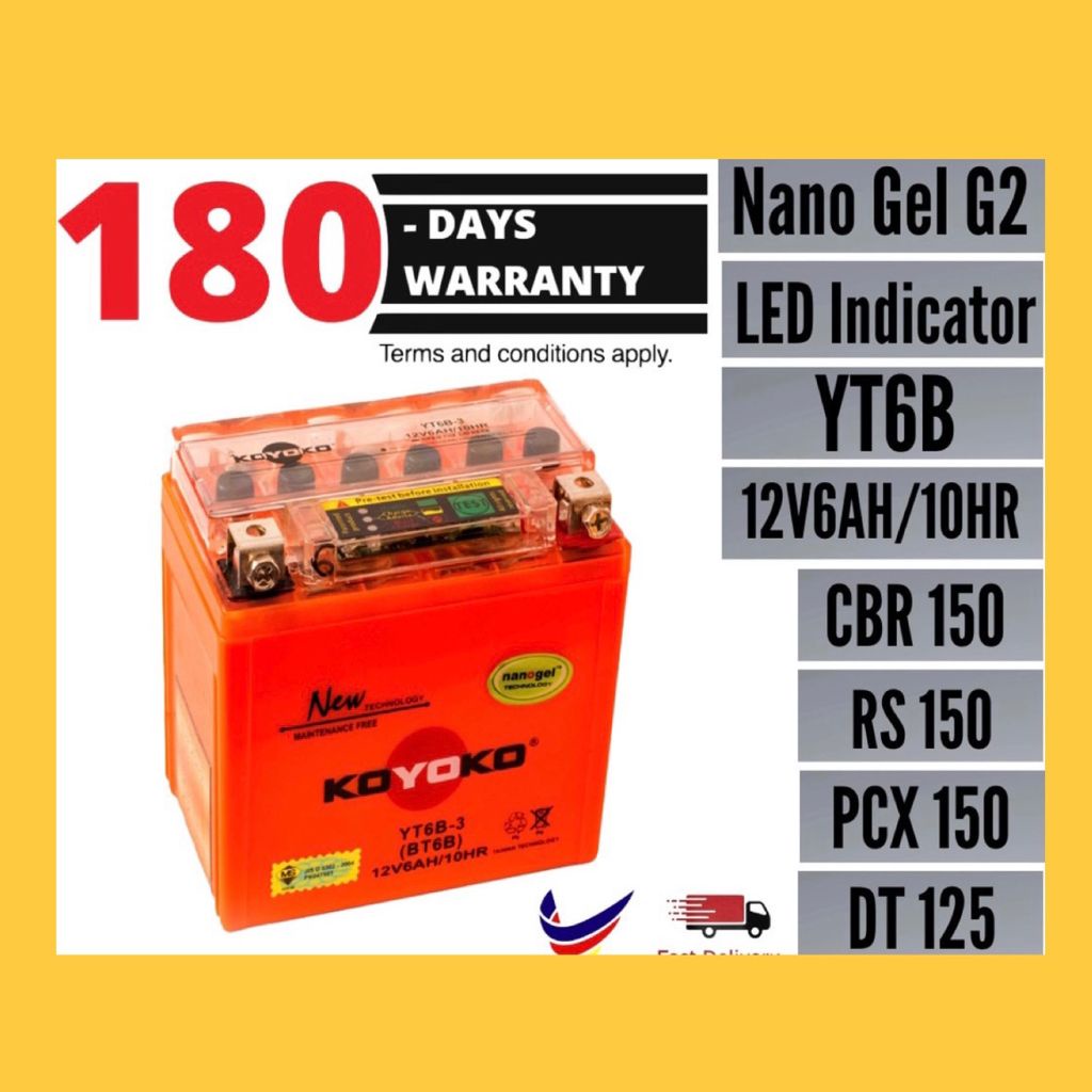 YT6B ' KOYOKO ' - OREN BATTERY // BATERI PCX150 VARIO RS150 RS150R ...