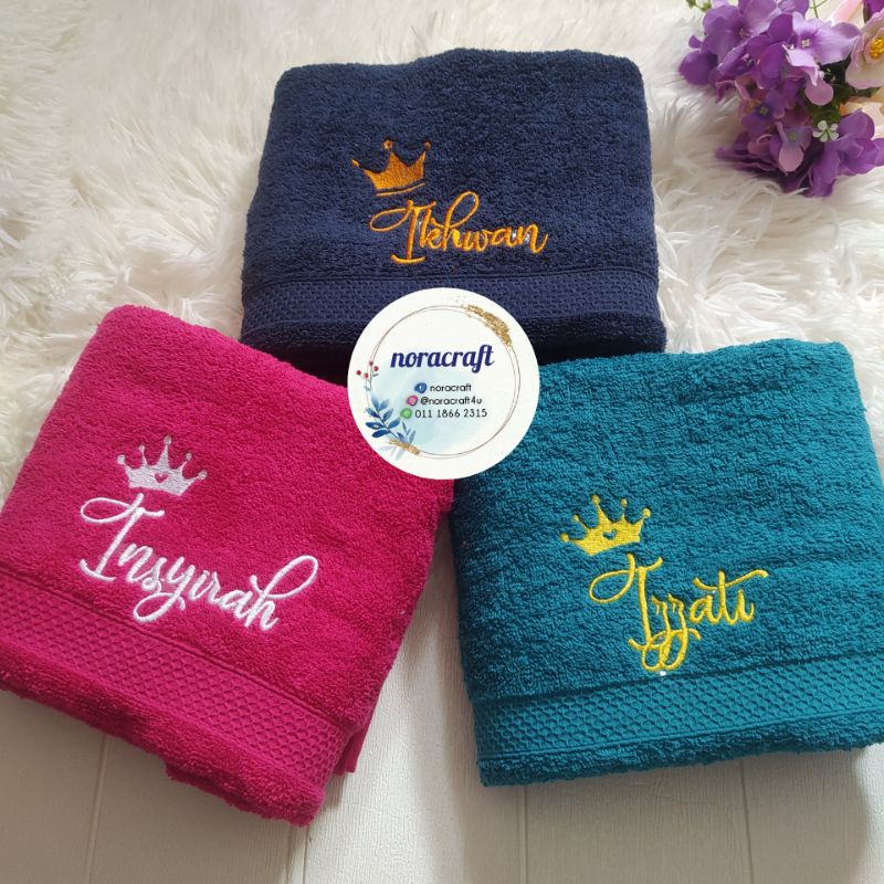 Tuala Mandi Dewasa Sulam Nama | Tuala Mandi | Tuala murah serap air ...
