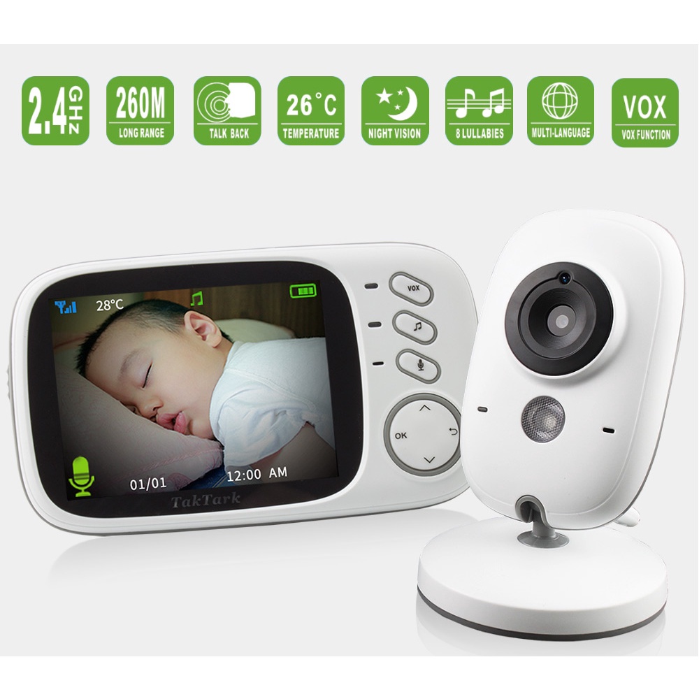 3.2 Inch Wireless Video Color Baby Monitor High Resolution Baby Nanny ...