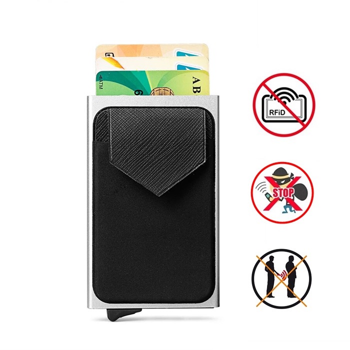 ID Card Holder Blocking Slim Metal Wallet Automatic Pop up Credit Card ...