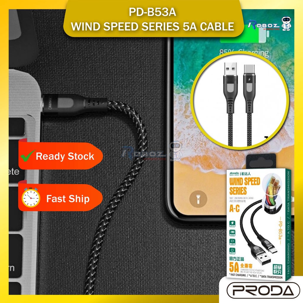PRODA B53 AZEADA 5A WIND SPEED SERIES TYPE-C 100W CABLE 1M | Shopee ...