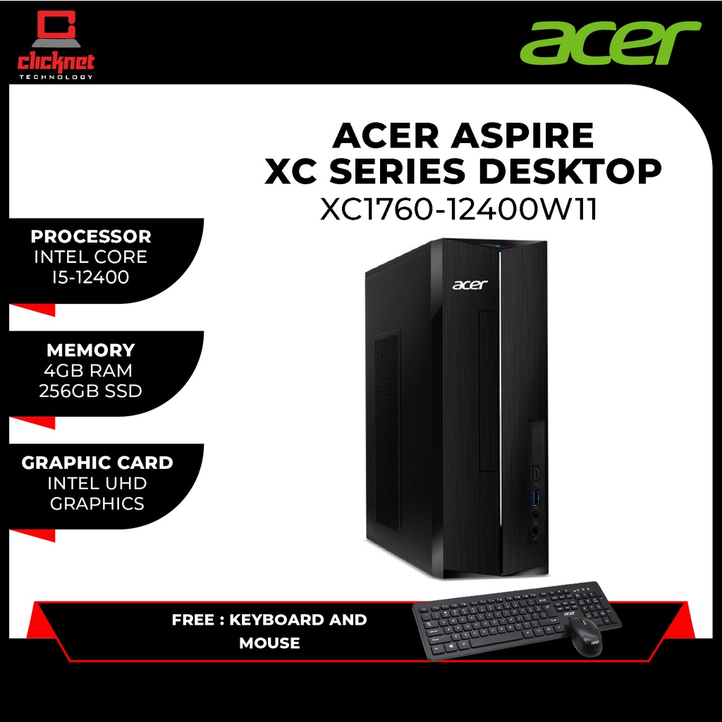 ACER ASPIRE XC1760-12400W11/12400W11S DESKTOP PC (I5-12400, 4GB/8GB ...