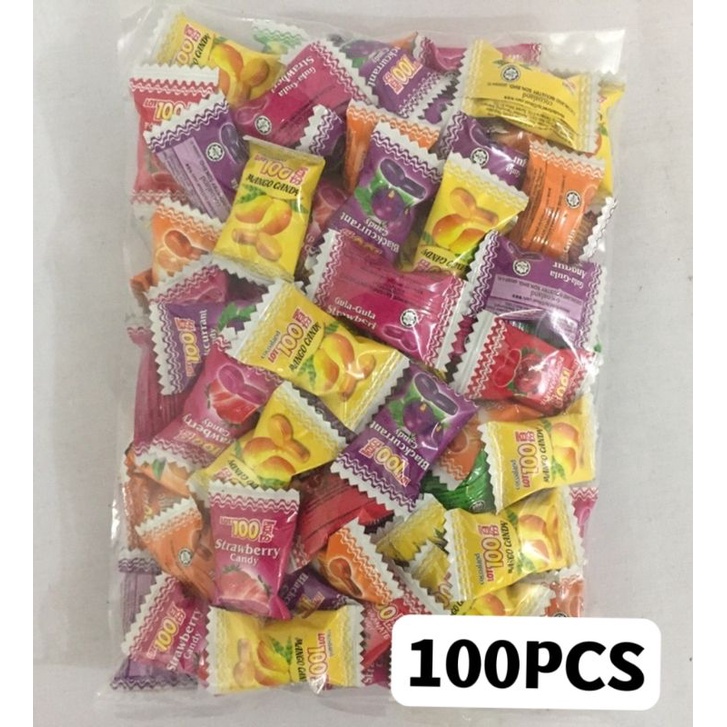 Lot100 Assorted Fruit Candy Gula-Gula Buah-Buahan Campuran 10pcs 25pcs ...