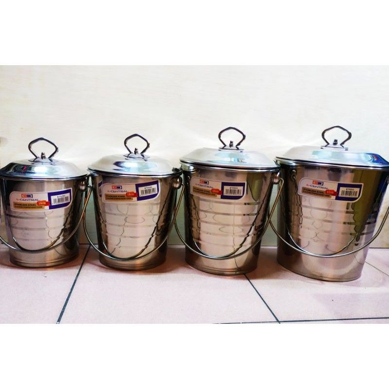Stainless Steel Multipurpose Bucket / Pail with Cover⚡白钢盖桶⚡Baldi Steel ...