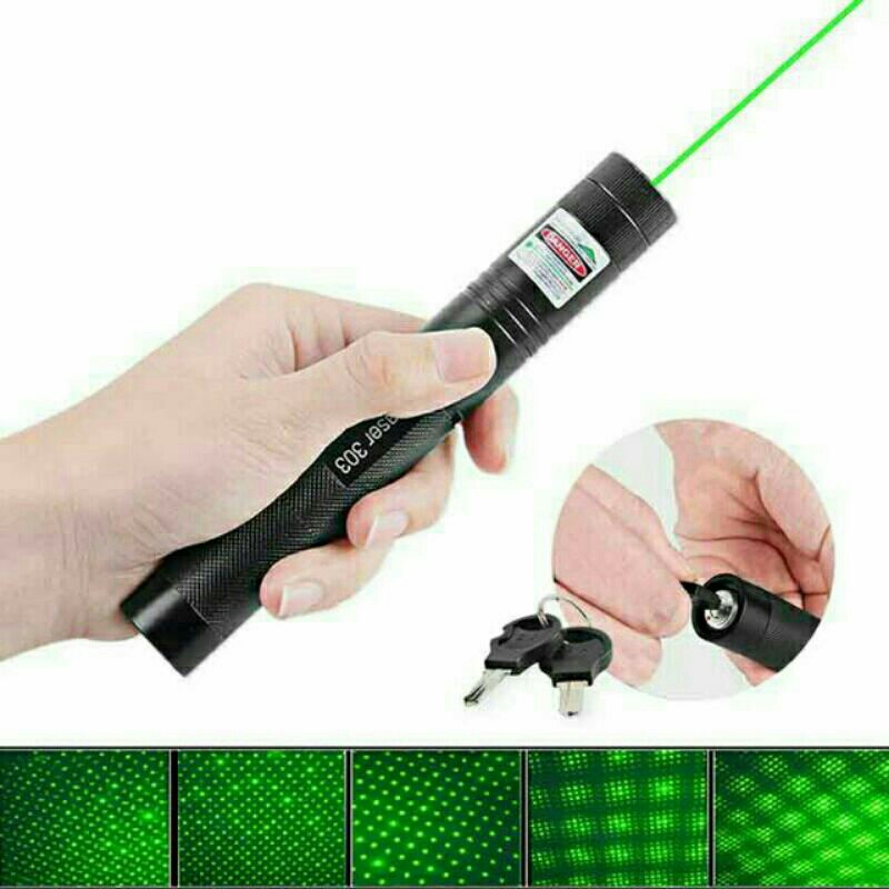 303 Green Laser Pointer Laser Pen Rechargeable Beam Light Presentation 激光笔镭射笔强光远射教鞭指示笔可充电/用干电池绿光 ...
