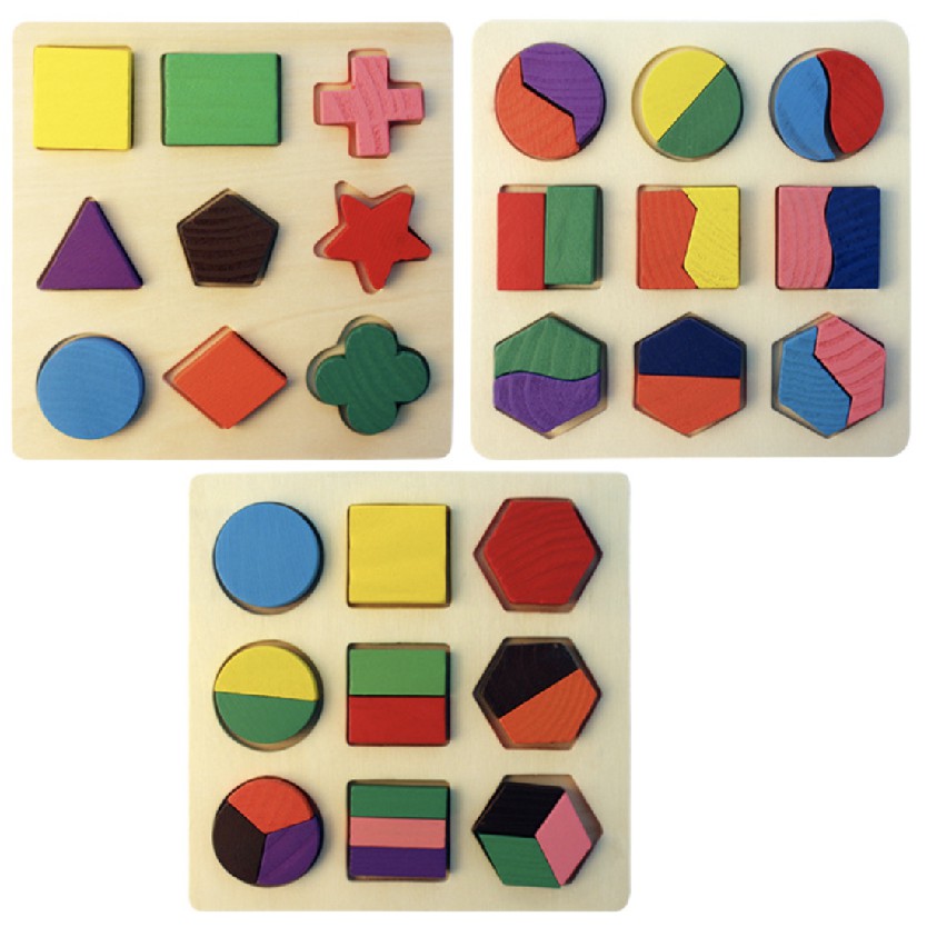 Boo&Bub Kids Wooden Geometry Educational Block Puzzle Montessori Early ...